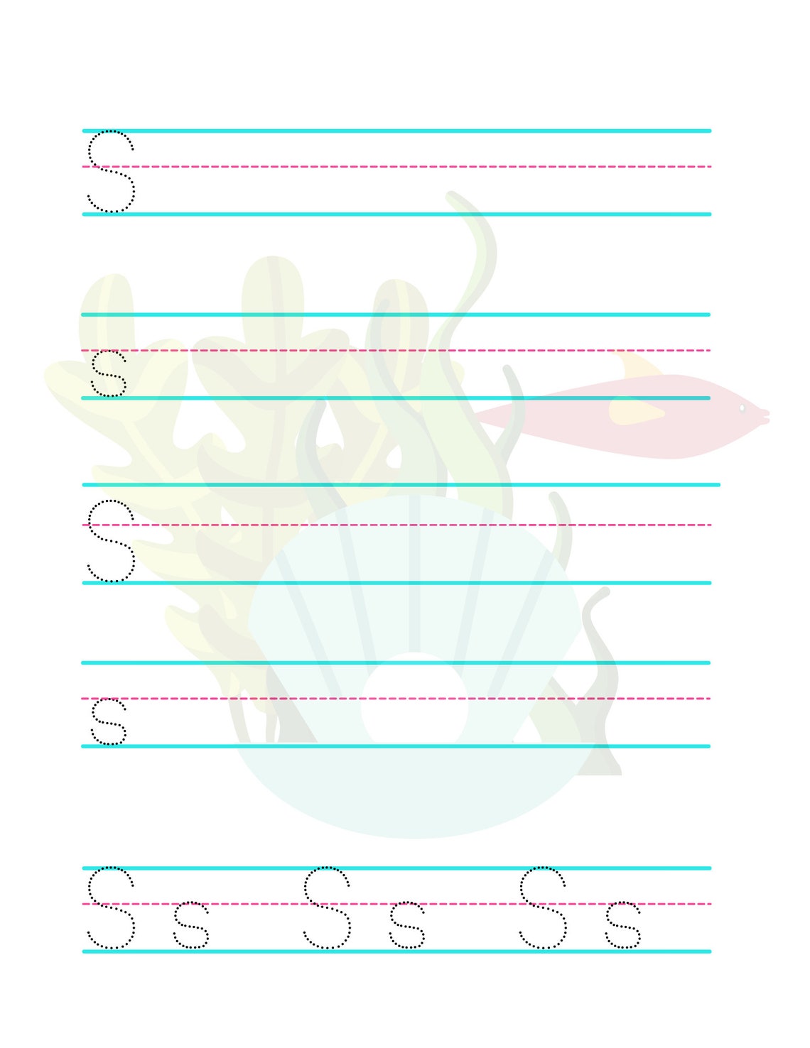 Trace the Letter Ss Worksheet | Etsy