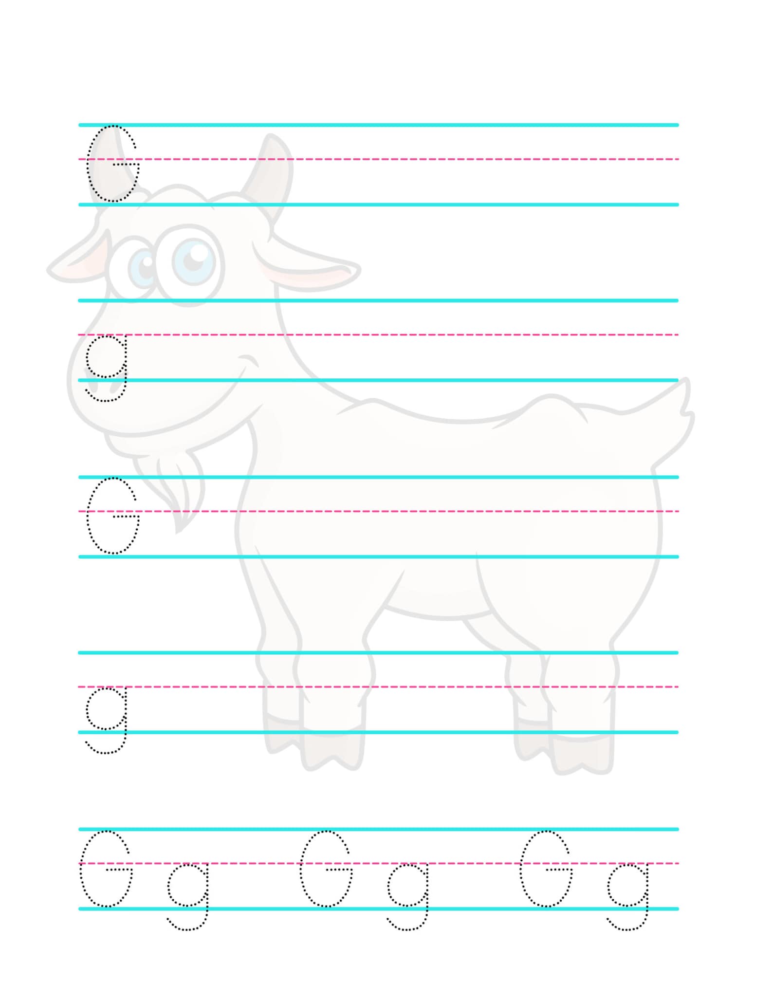 Trace the letter Gg Worksheet | Etsy