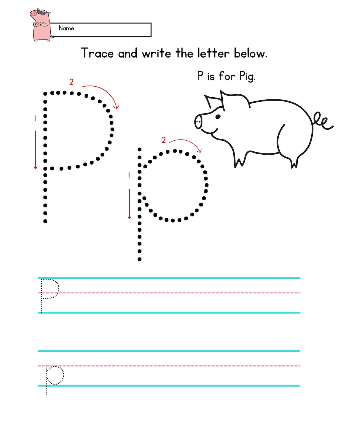 Trace the Letter Pp Worksheet | Etsy