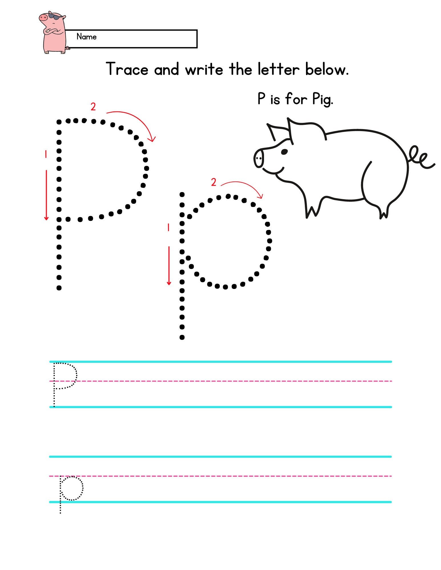 Trace the Letter Pp Worksheet | Etsy