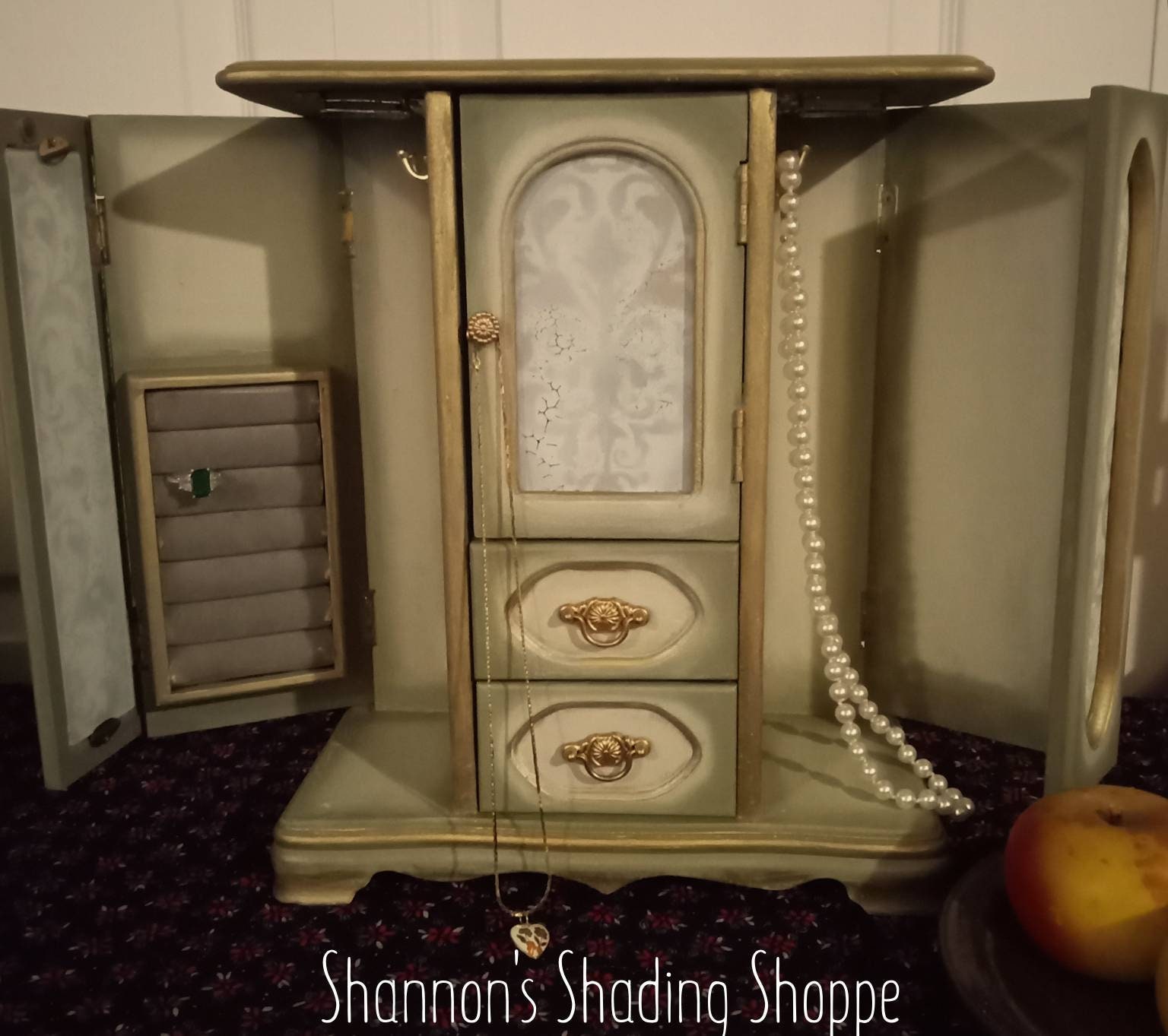 Spanish Moss and Cream Jewelry Box - Etsy