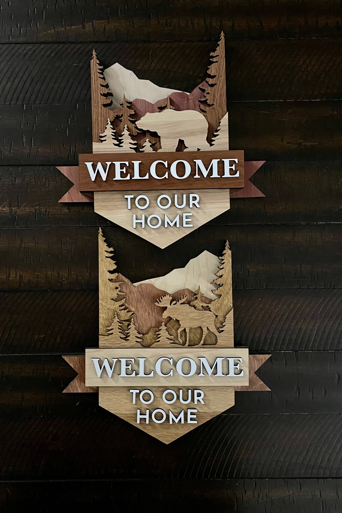 Rustic Welcome to Our Home Multi Layered Sign Moose Welcome | Etsy