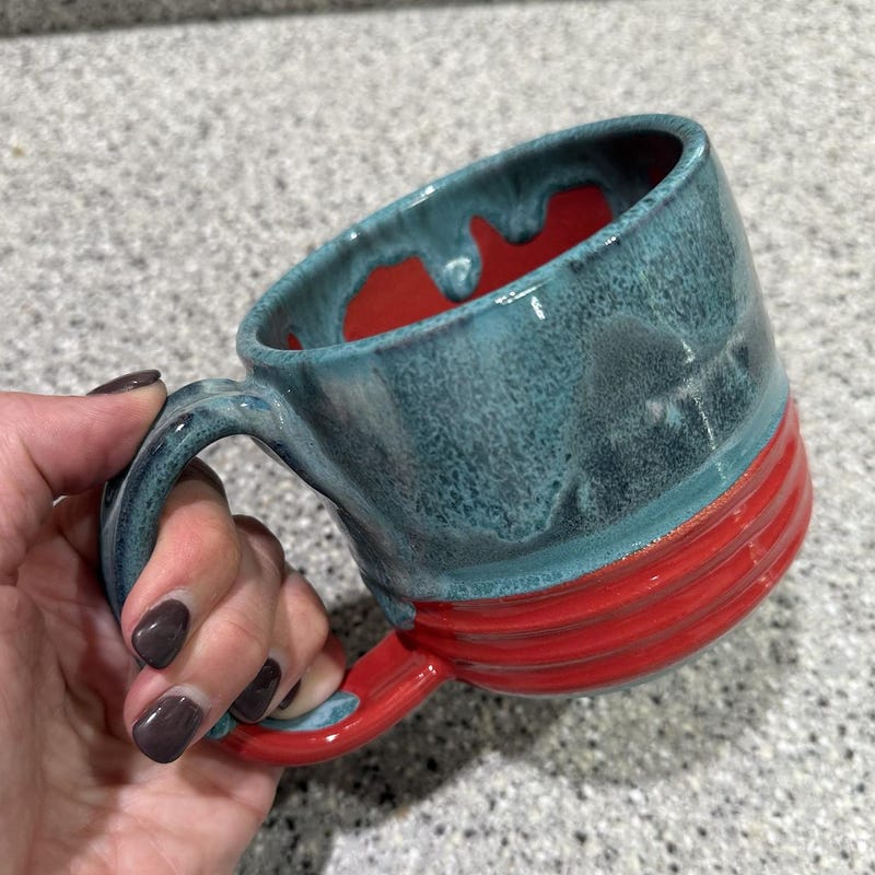 Red Hand Glazed Mug - Etsy