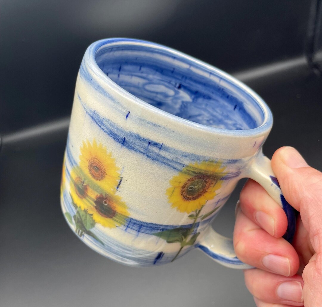 Wheel Thrown Marble Swirl Pottery Mug. Handmade Coffee Cup. Blue ...