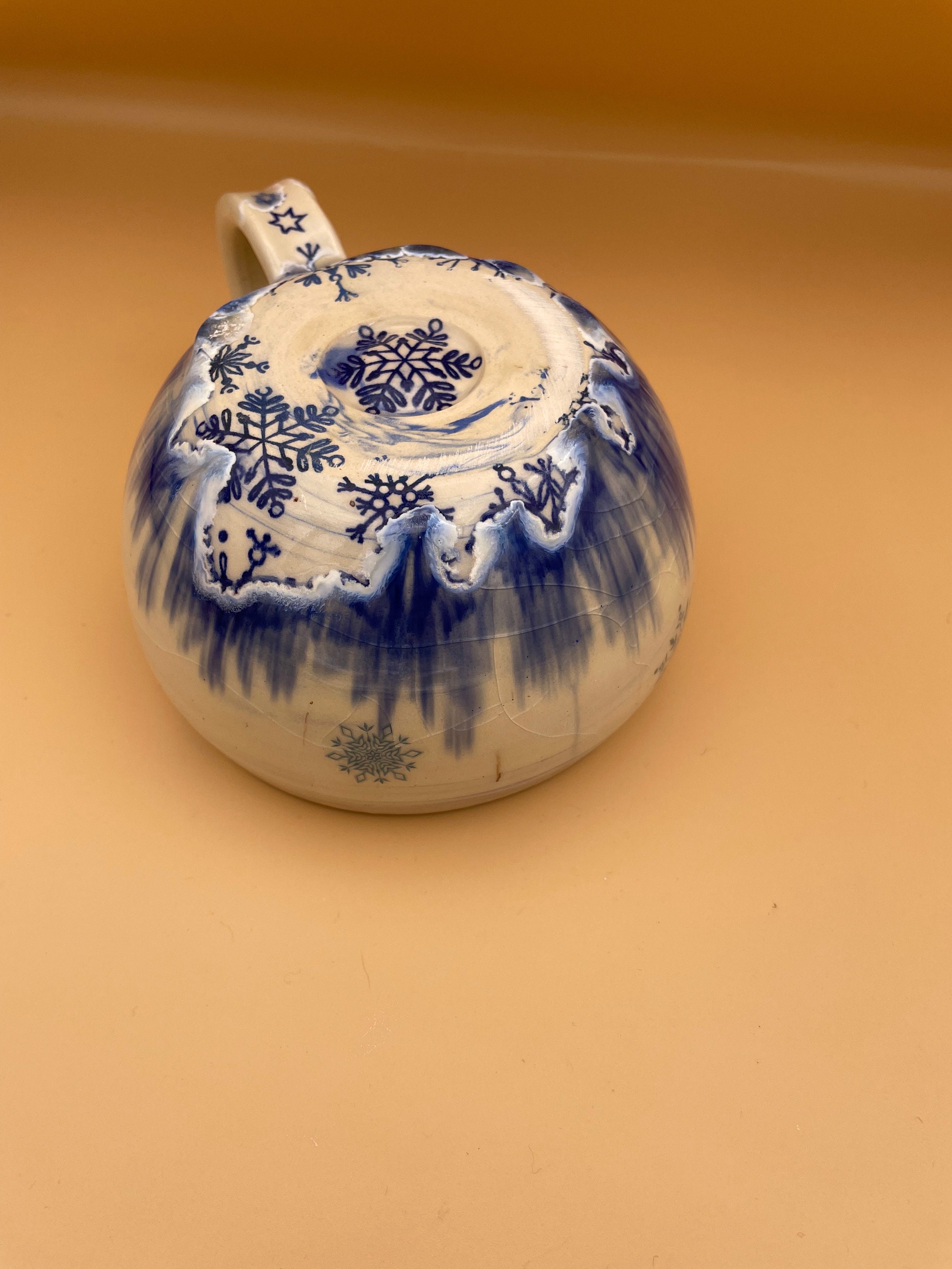 Blue Marble Snowflake Mug. Overglaze & Underglaze. Shimmer Snowflake ...