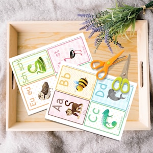 Animal Alphabet Picture Cards Watercolor Toddler Printable PDF Card Set ...