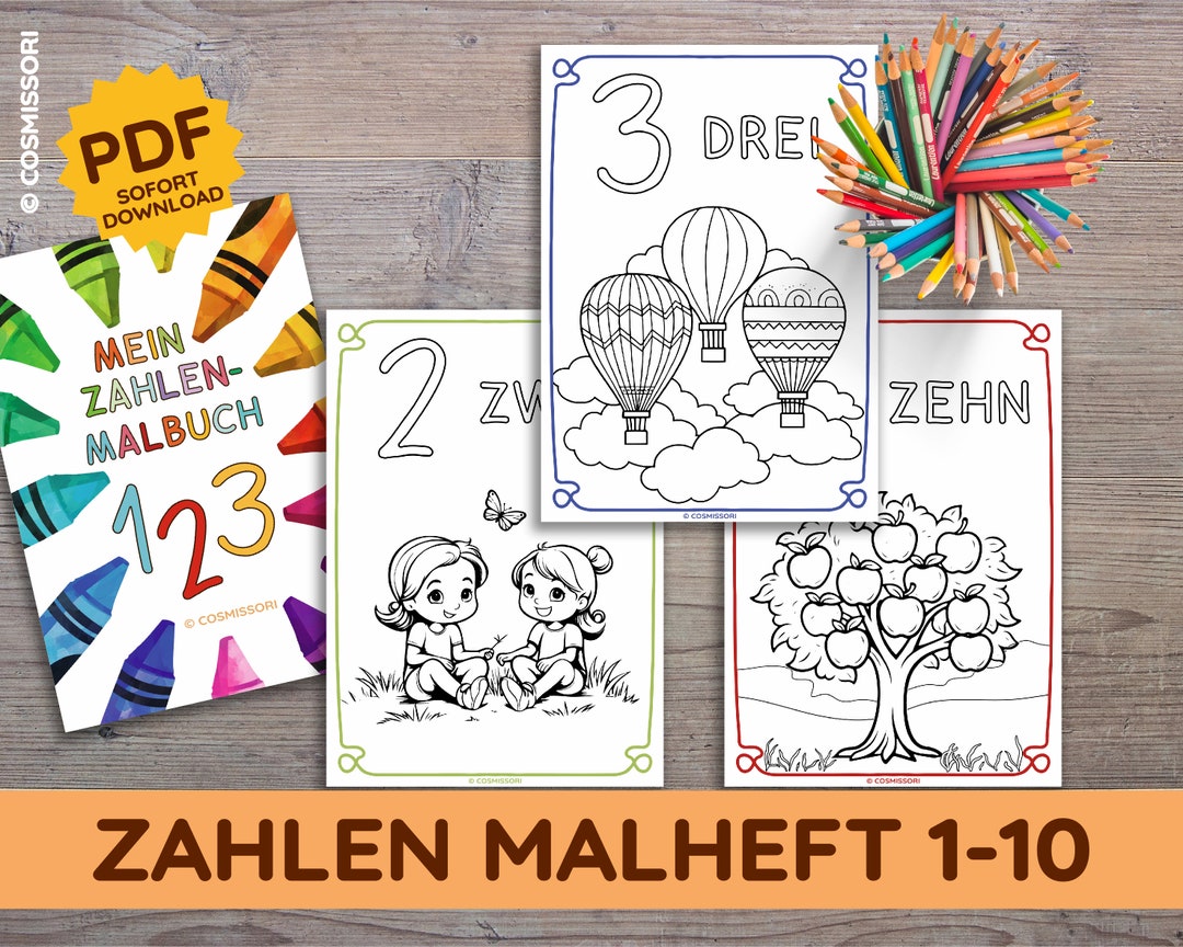 Numbers 1-10 Coloring Book Toddler Coloring Book Learn to Count PDF ...