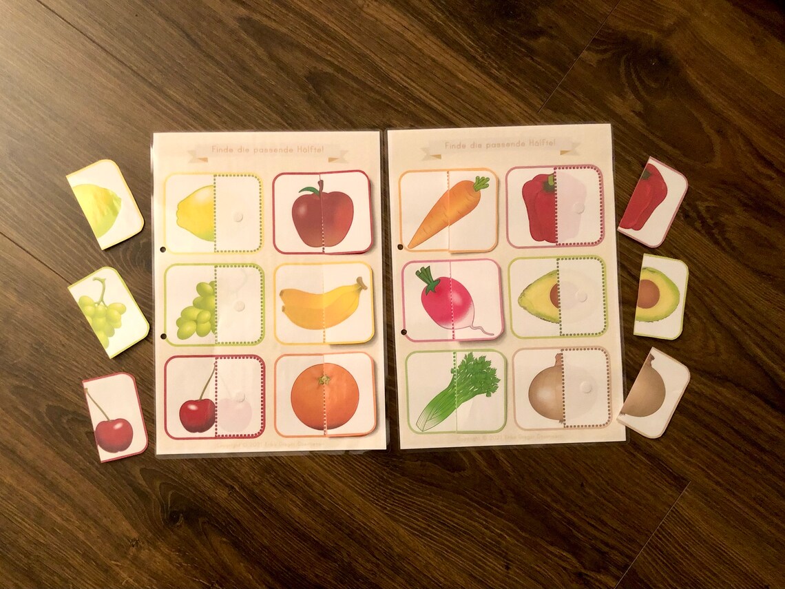 30 X Half Puzzle Busy Book Fruit & Vegetables PDF File Download DIY ...