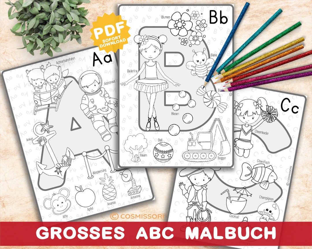 ABC Coloring Book Alphabet Coloring Initial Sounds Pictures Coloring ...