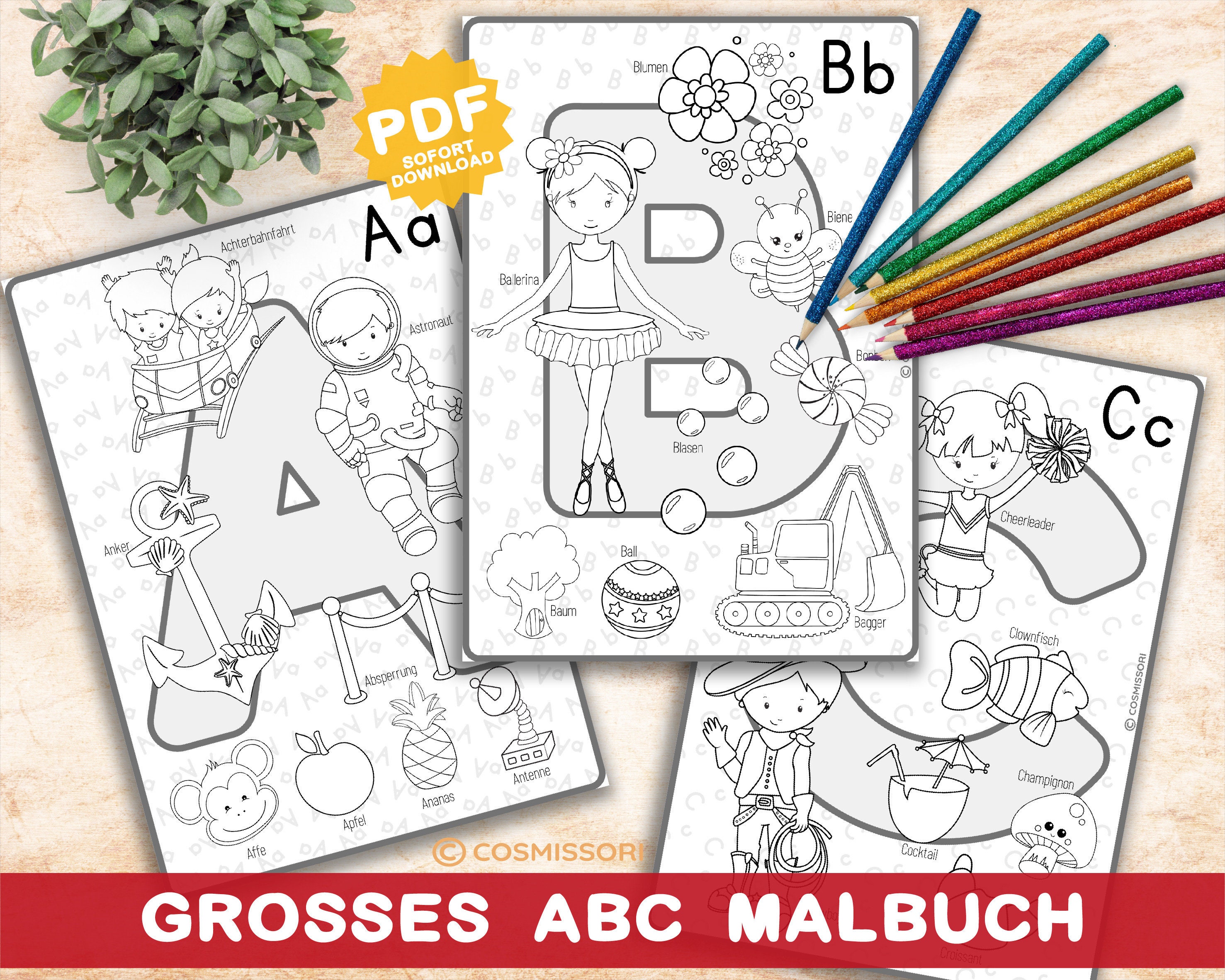 ABC Coloring Book Alphabet Coloring Initials Pictures Coloring - Etsy