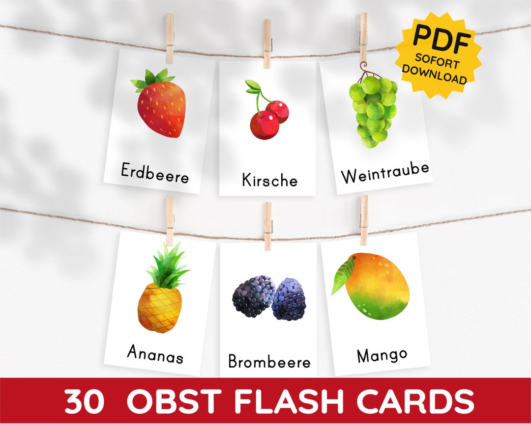 FRUIT Watercolor Montessori Card Set to Print PDF 3-part Cards Download ...