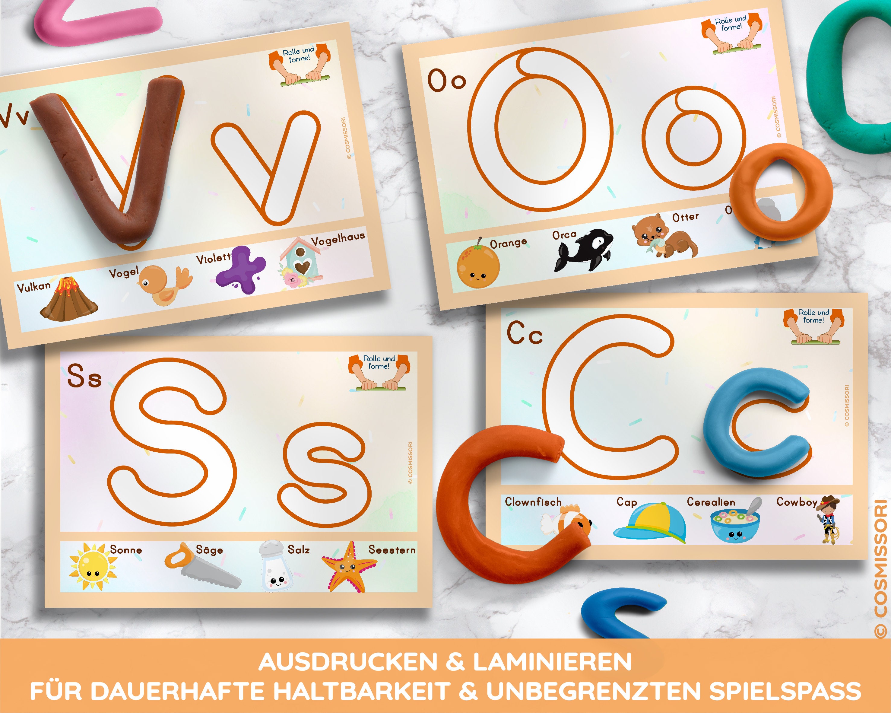 Alphabet Montessori Knetmatten Knetvorlagen Knete Kinderknete - Etsy ...