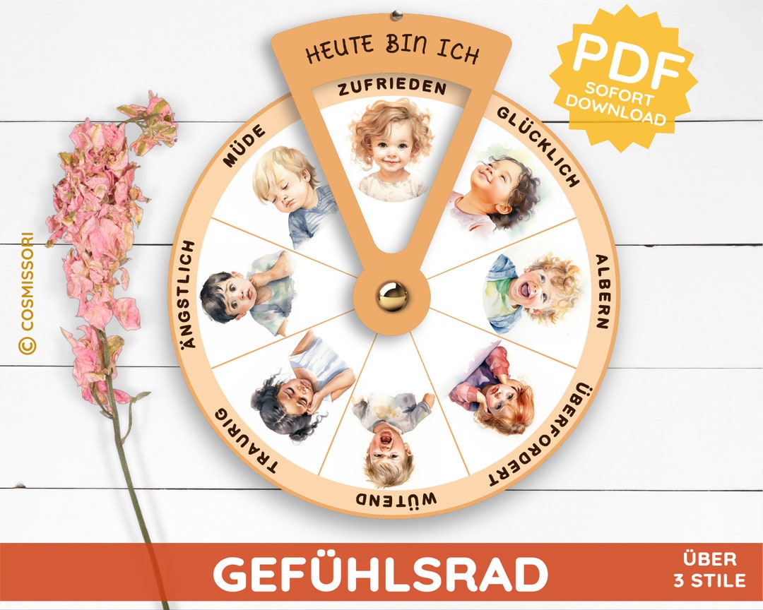 Feelings Emotions Clock Wheel Rotating Wheel Montessori Feelings Wheel ...