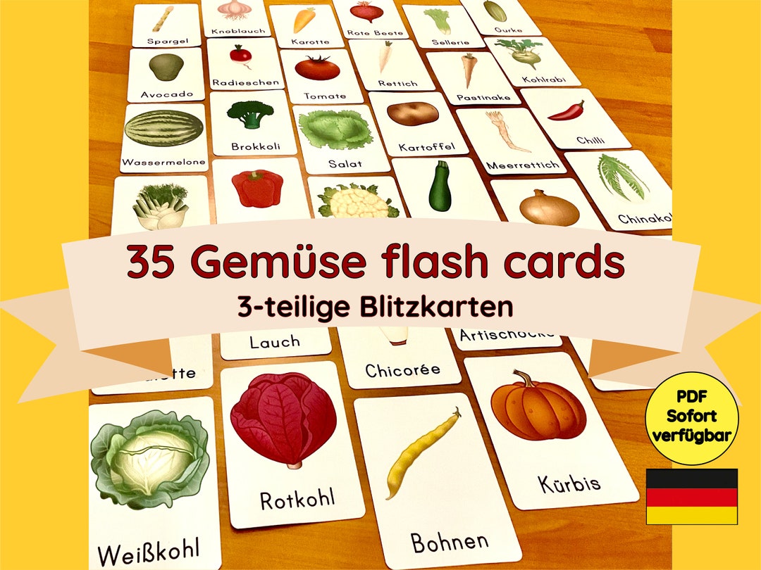PDF 35 X Vegetables German Cards Flash Cards Montessorri Flash Cards ...