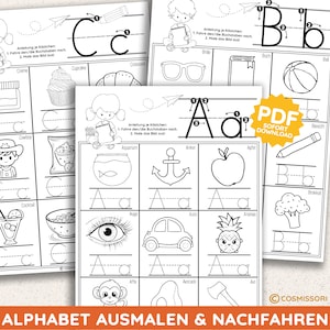 Alphabet 26x9 Illustrations & Tracing PDF Printable Coloring Book ...