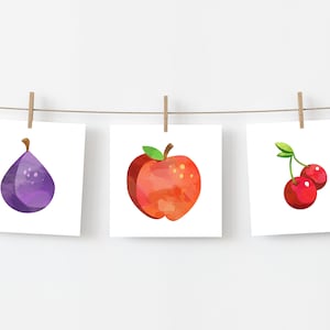 FRUIT Watercolor Montessori Card Set to Print PDF 3-part Cards Download ...
