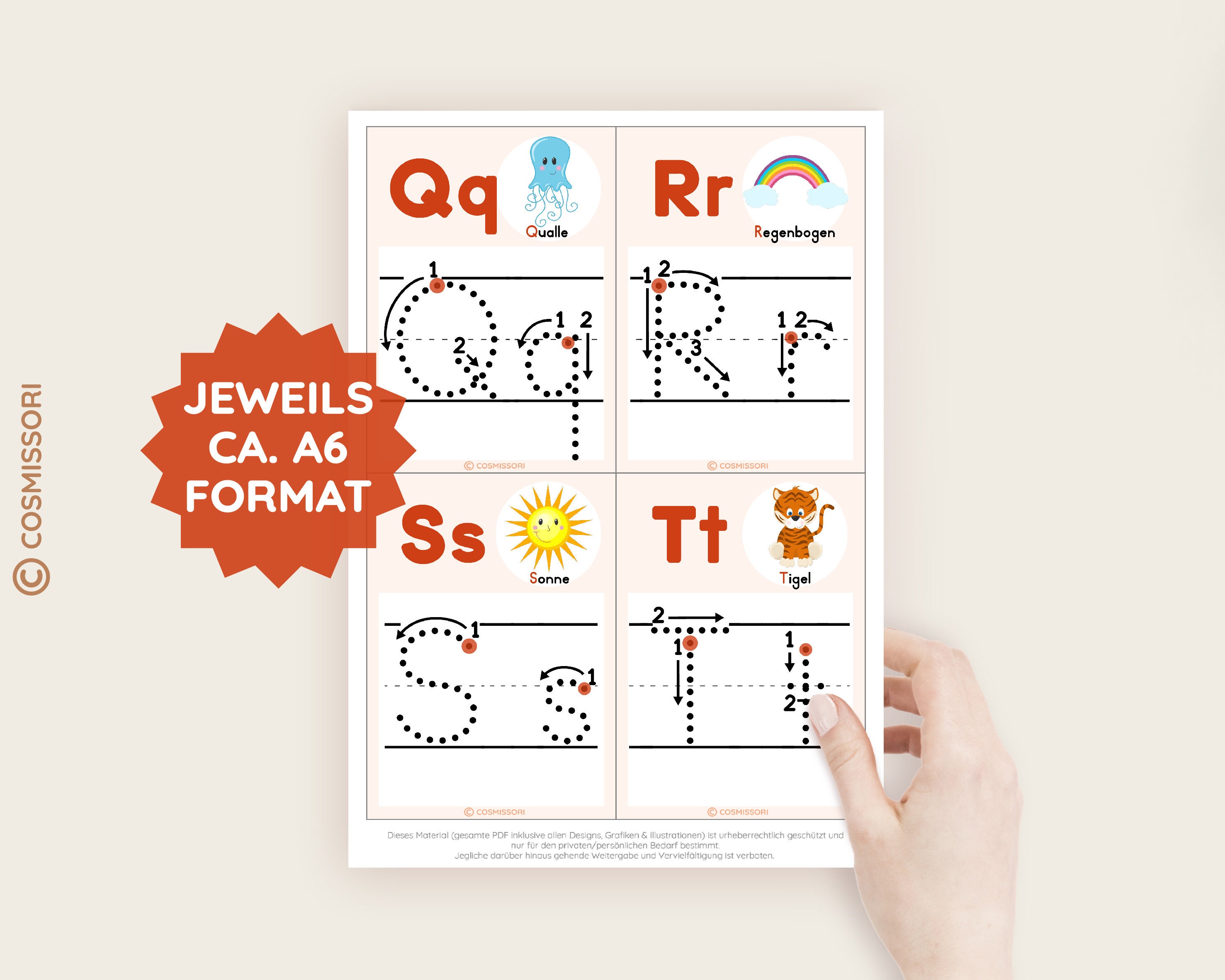 Alphabet Tracing Cards for Learning to Write PDF Printable A6 Card Set ...