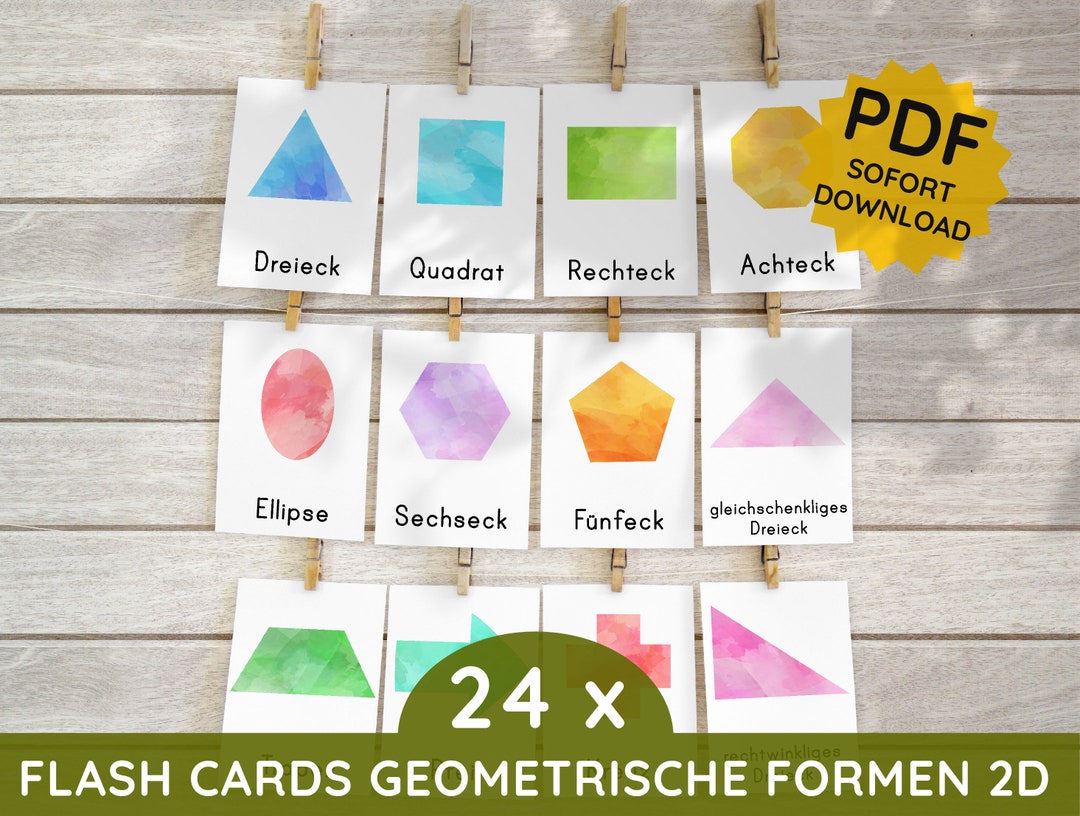 Flash Cards Geometric Shapes 2D Montessori Geometry Two-dimensional ...