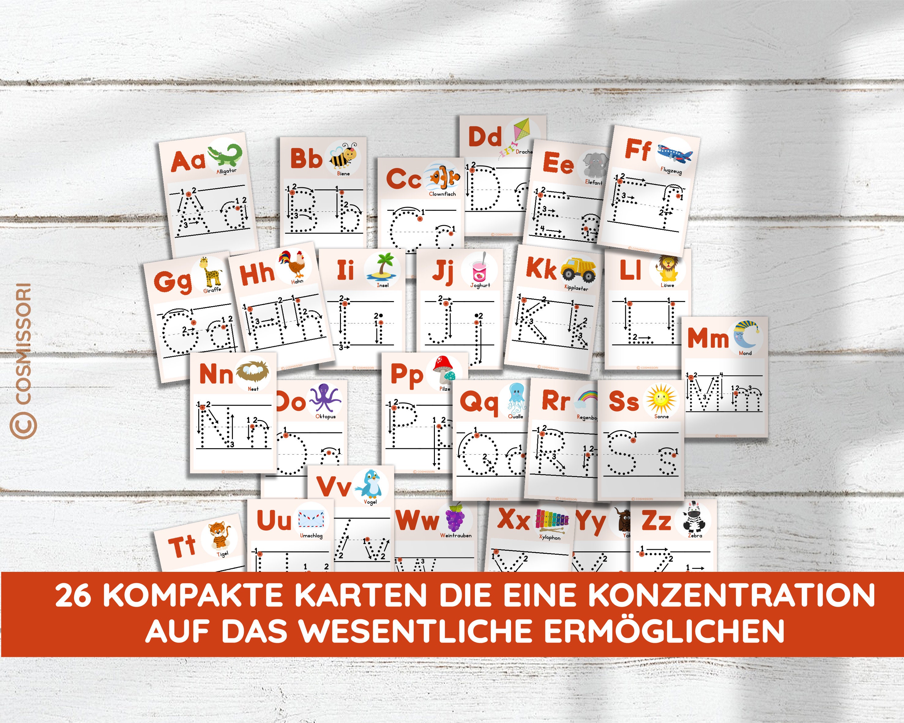 Alphabet Tracing Cards for Learning to Write PDF Printable A6 Card Set ...