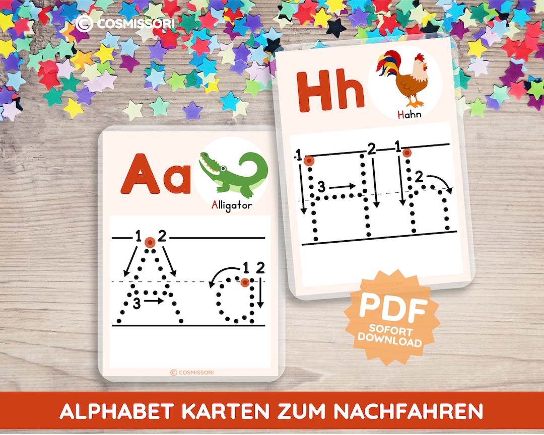 Alphabet Tracing Cards for Learning to Write PDF Printable A6 Card Set ...
