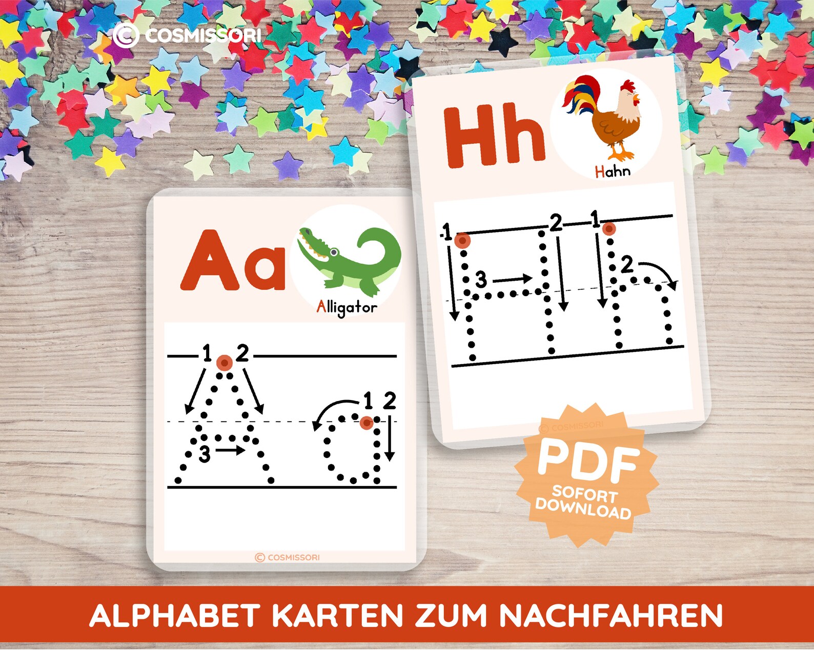 Alphabet Tracing Cards for Learning to Write PDF Printable A6 Card Set ...