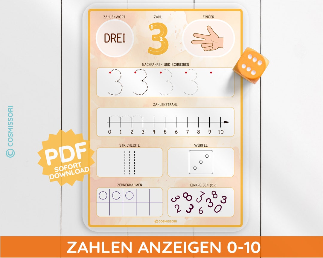 Numbers 0-10 Discover Show Workbook Worksheet Number Line Cube Tens ...