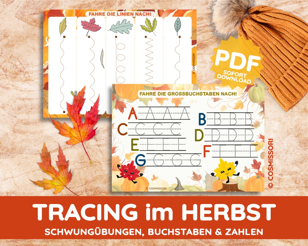 Autumnal Illustrated Worksheets Printable Letters Alphabet German ...