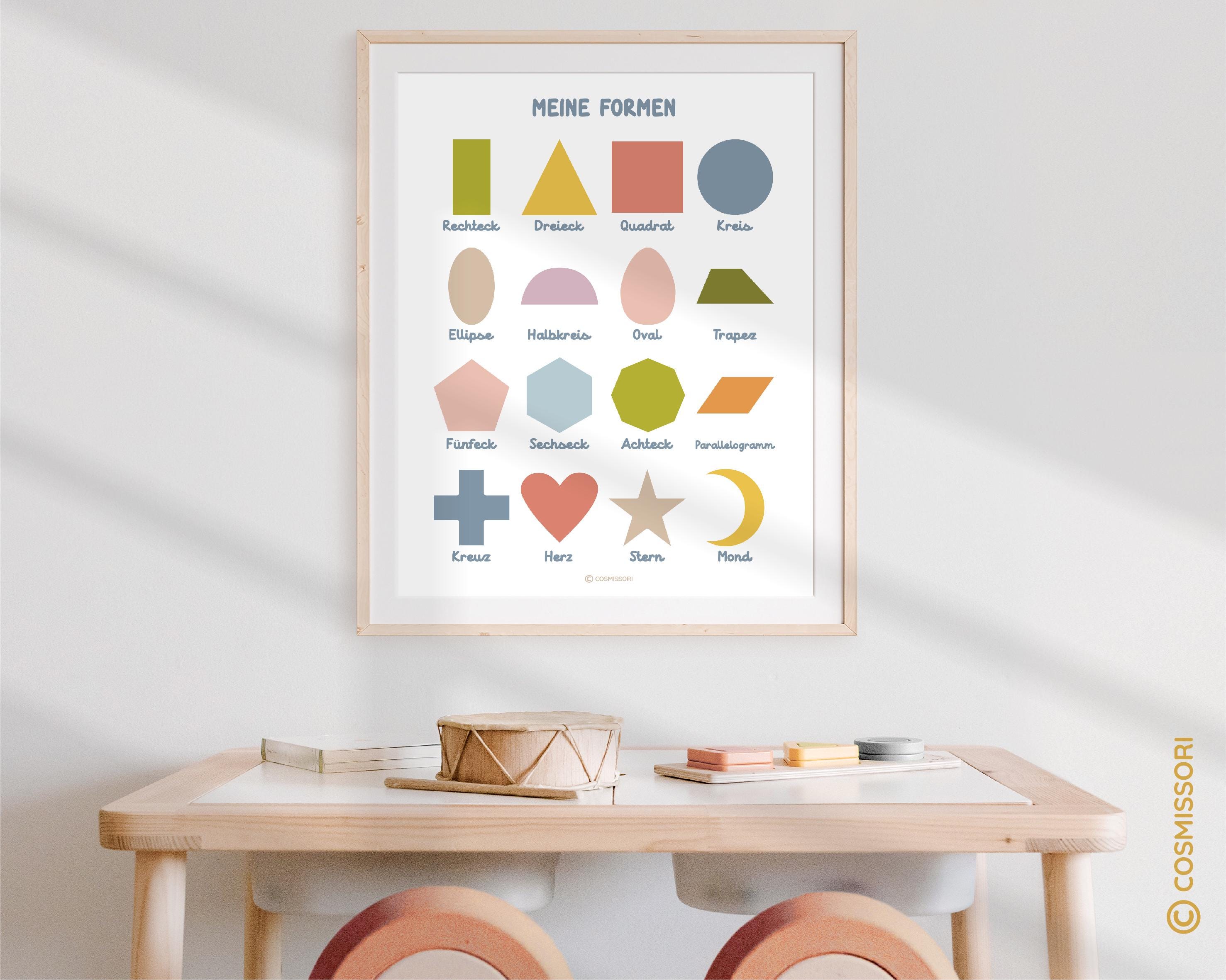 Geometric 2D Shapes Boho Montessori Geometry Poster Child Baby Toddler ...