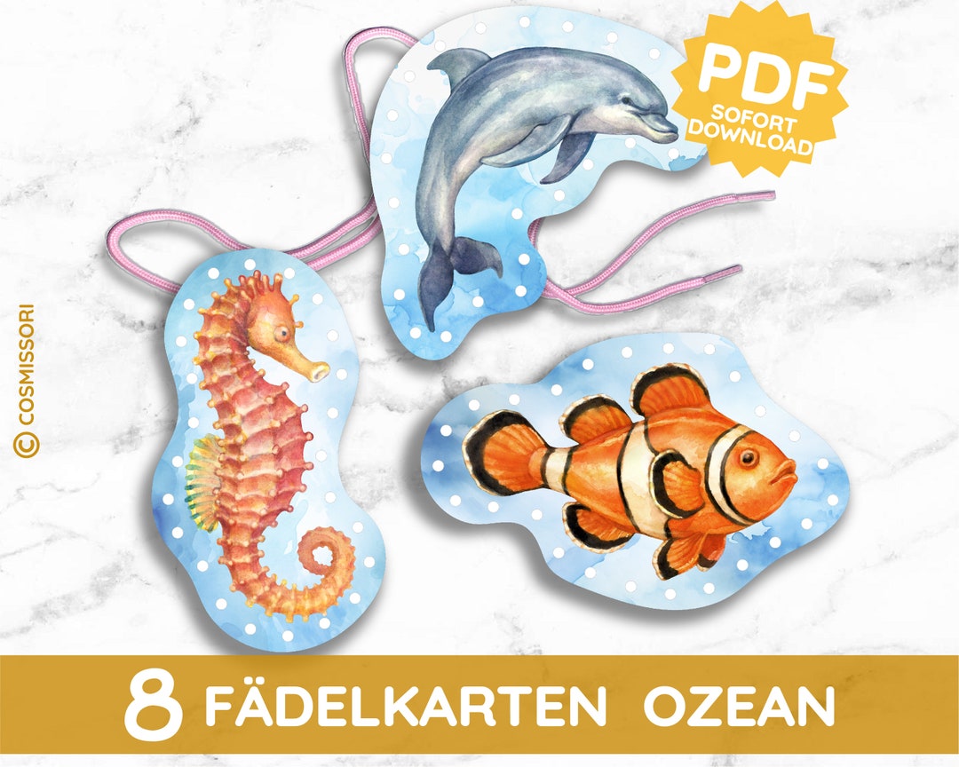 Fine Motor Skills Activity Ocean Lacing Cards Threading Pictures ...