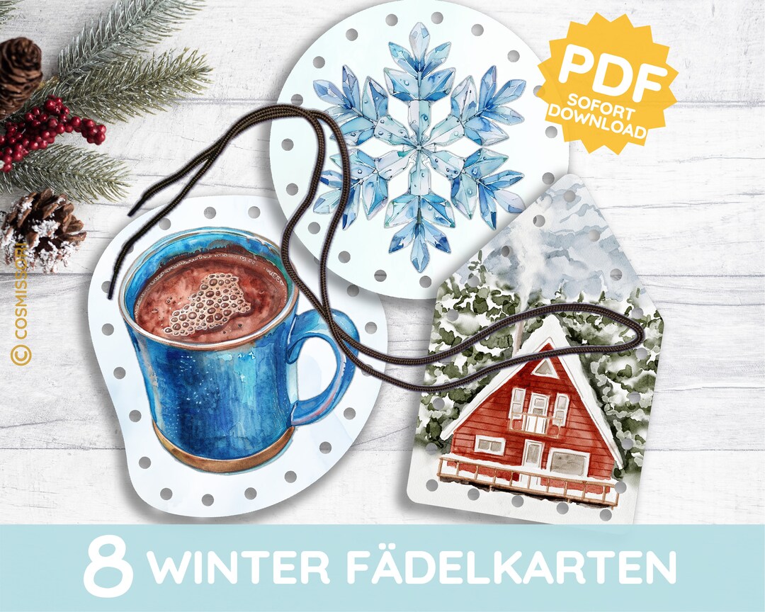 WINTER Threading Game Lace Pictures Threading Cards First Threading ...