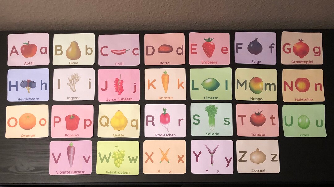 Alphabet Puzzle Fruit & Vegetable Halves ABC German PDF File Instant ...