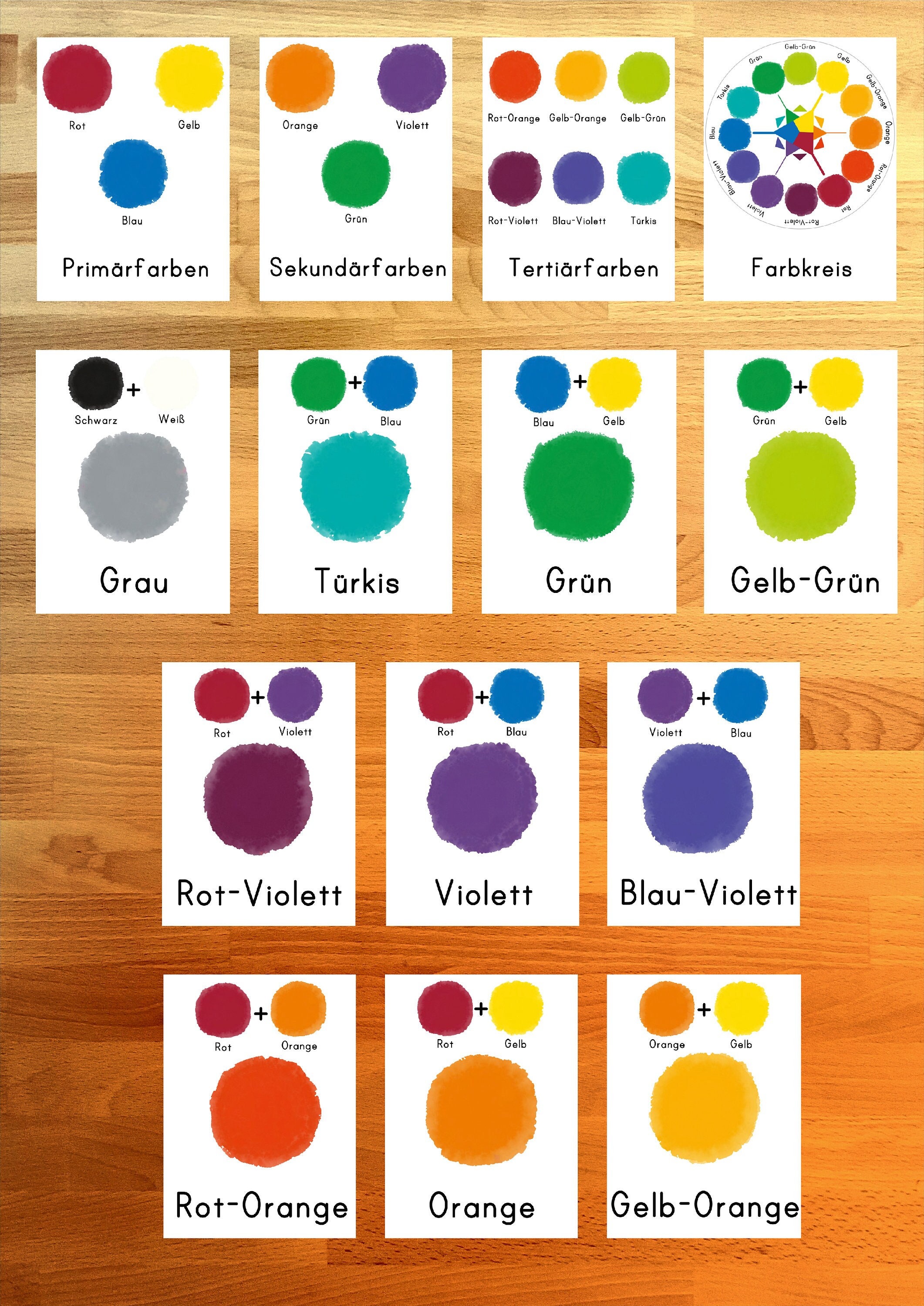 14 Cards for the Color Wheel Art Flash Cards Children Rainbow ...
