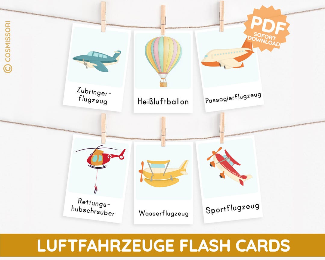 Air Transport Aircraft Air Traffic Montessori Picture Cards Learning ...