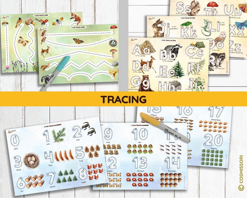 FOREST BUSY BOOK Montessori Printable Toddler Activities Watercolor ...