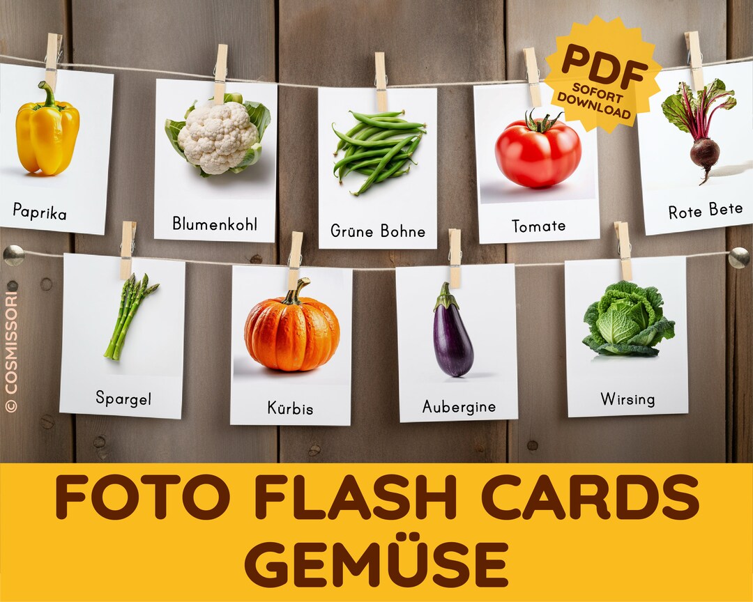 Lifelike Vegetable Montessori Photo Nomenclature Cards Flash Cards ...