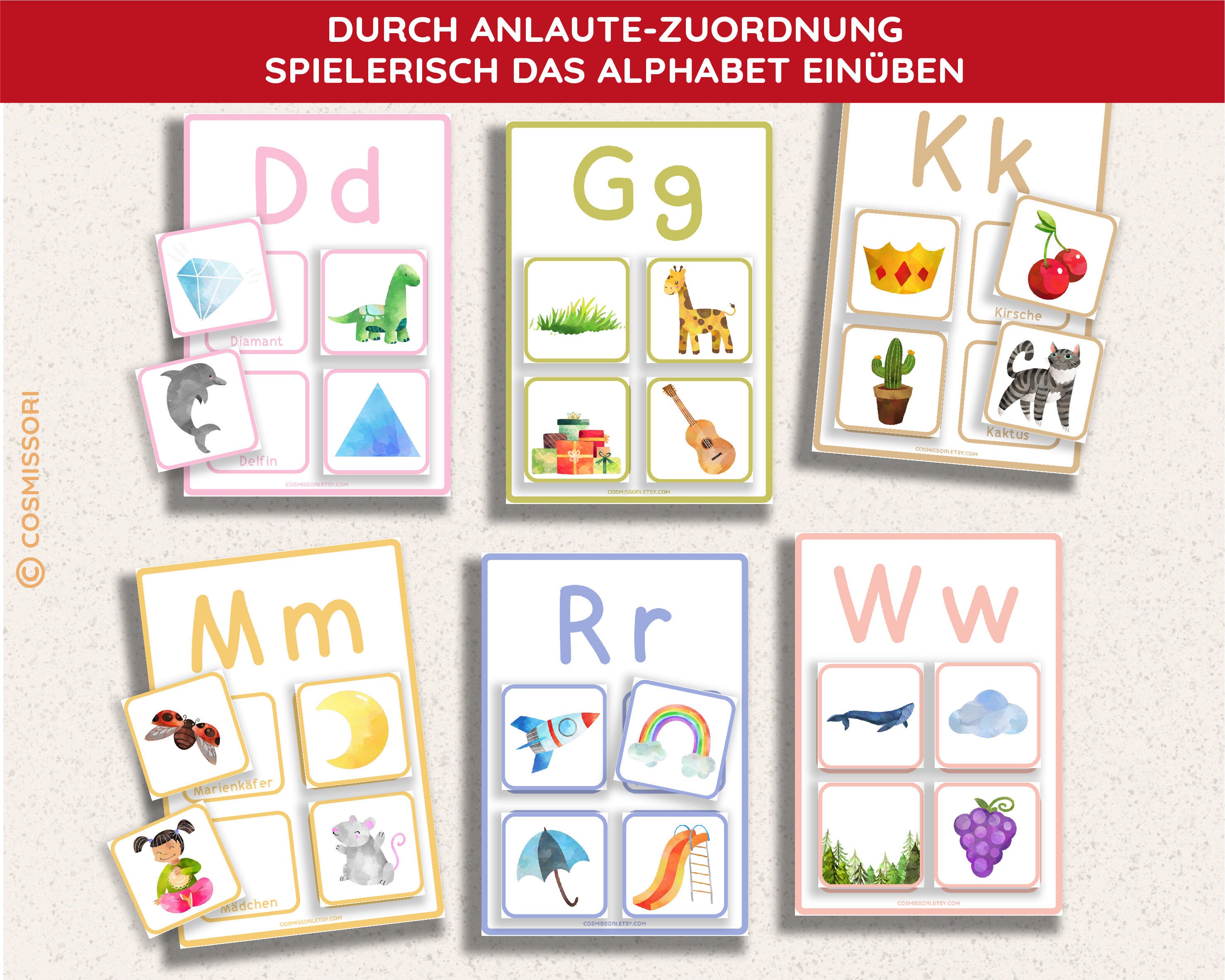 Alphabet Sorting Game Picture Cards Boards Montessori ABC Learning Game ...