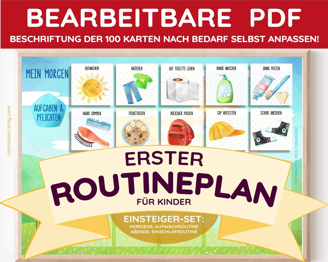 Editable Routine Cards Starter Set Plan Morning Routine Evening Routine ...
