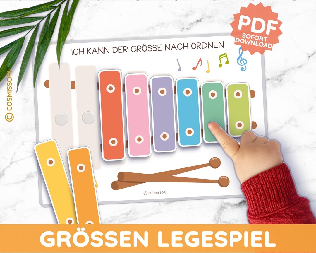 SIZES JIG GAME Xylophone Sorting Game Montessori DIY Game Pdf Template ...