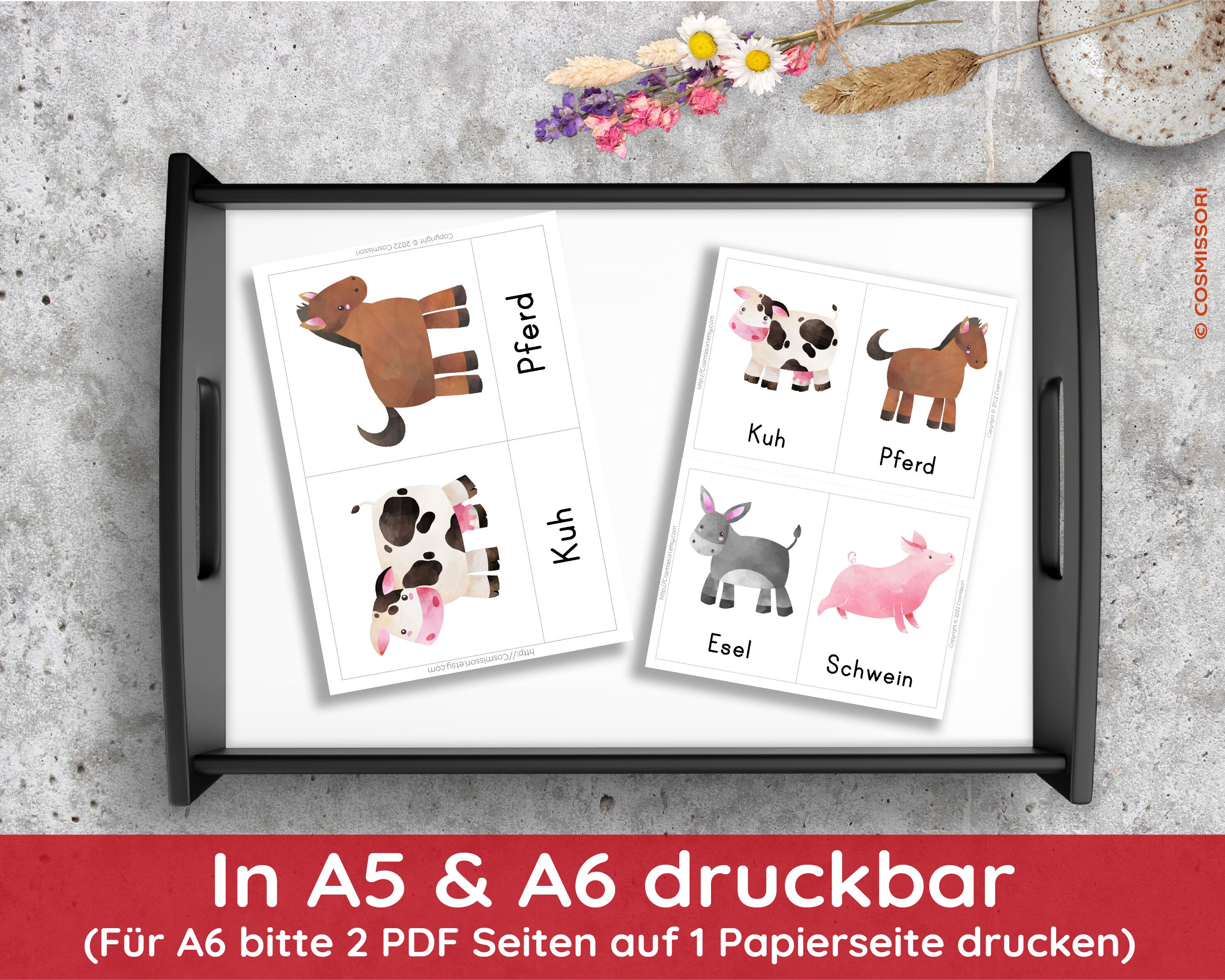 Farm Animals Flash Cards Montessori Cards Printable Card Set PDF ...