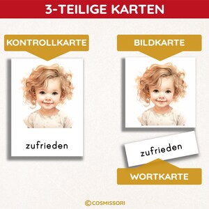Emotionen Kinder Aquarell Montessori Bildkarten Lernkarten Flash Cards ...