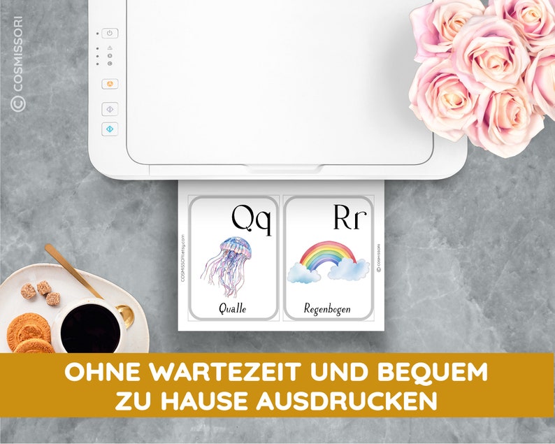 Alphabet Picture Cards Watercolor Learning Cards Aesthetic Child ...