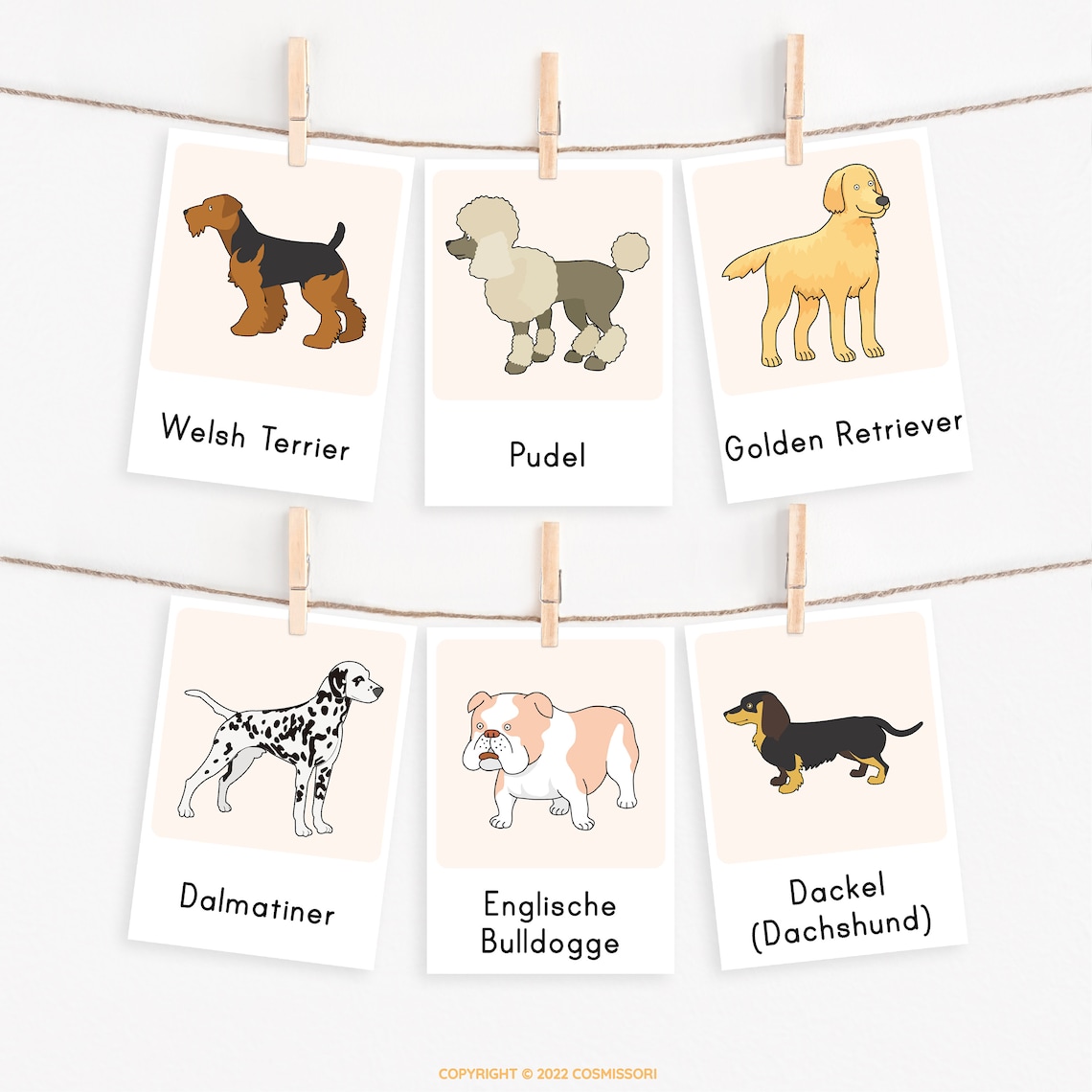 Dogs Dog Breeds Montessori Card Set Picture Cards Flashcards to Print ...