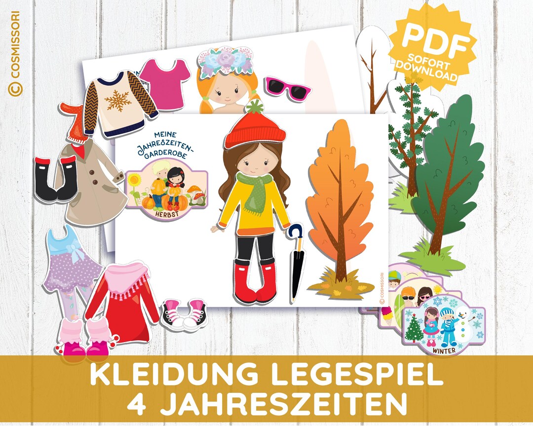 4 SEASONS CLOTHES Montessori Sorting Game Toddler Learning Game Pdf ...
