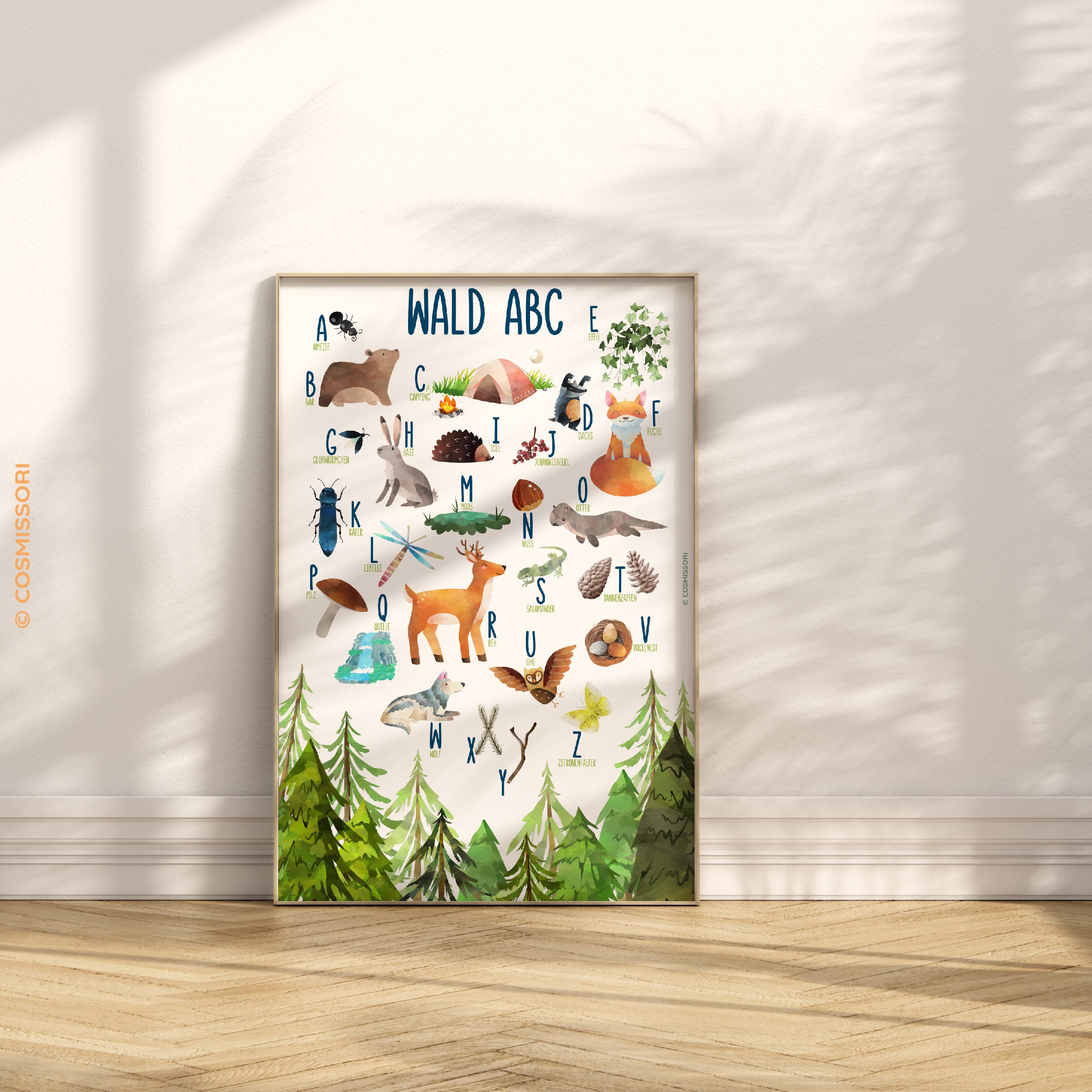 Forest ABC Alphabet Mural Poster Montessori Children's - Etsy