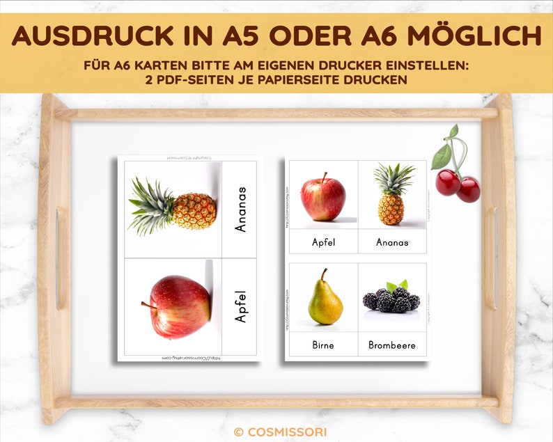 Fruit Photo Flash Cards Montessori Picture Cards Learning Cards ...