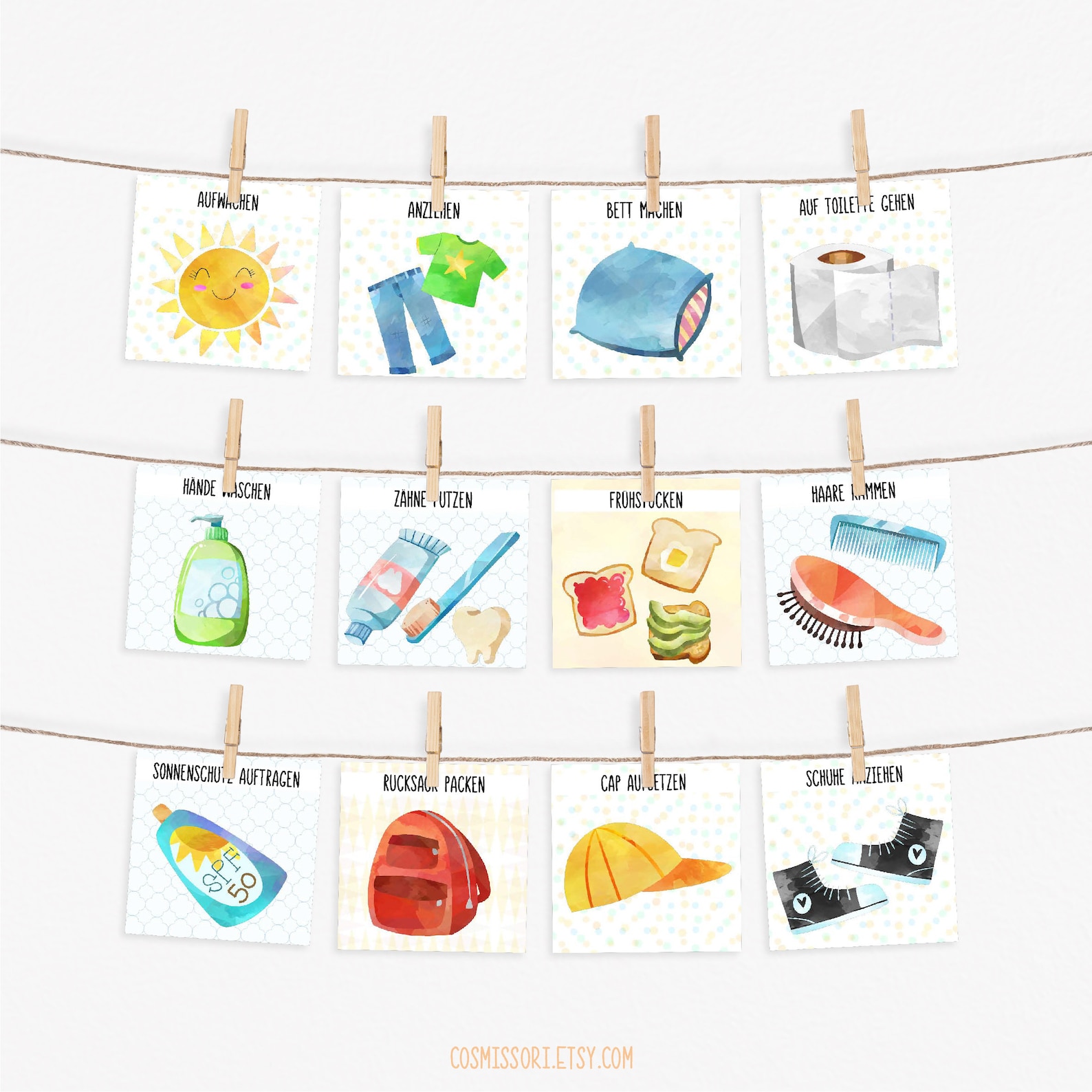 500 anpassbare veränderbare Routinekarten Montessori Wochenplaner ...