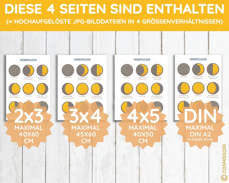 8 MOON PHASES Poster Boho Moon Montessori Learning Poster File ...