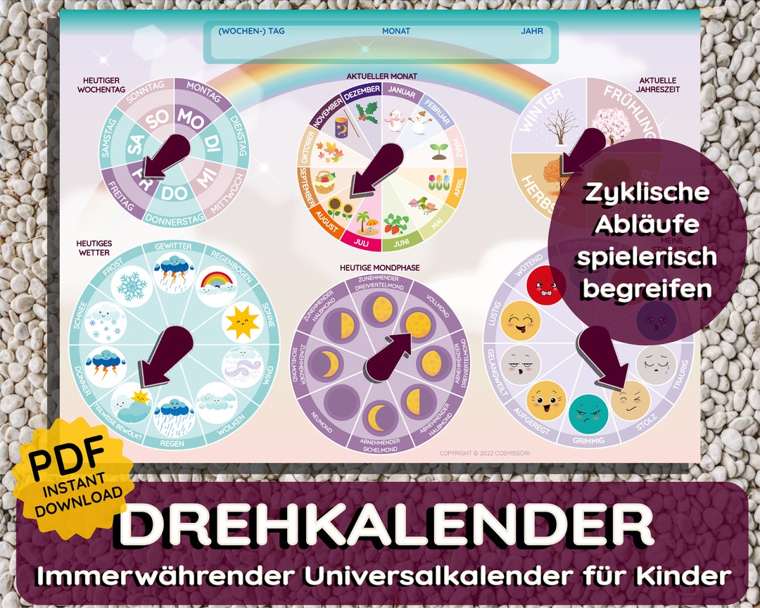 Permanent Calendar Learning Calendar Universal Calendar Montessori ...