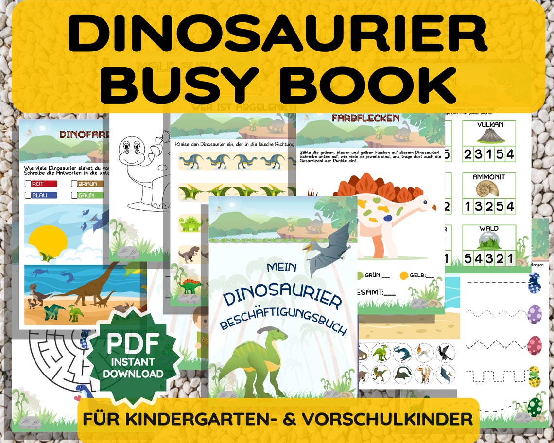 Dinosaur Activity Book, Busy Book, Dino Booklet (printable PDF Download ...