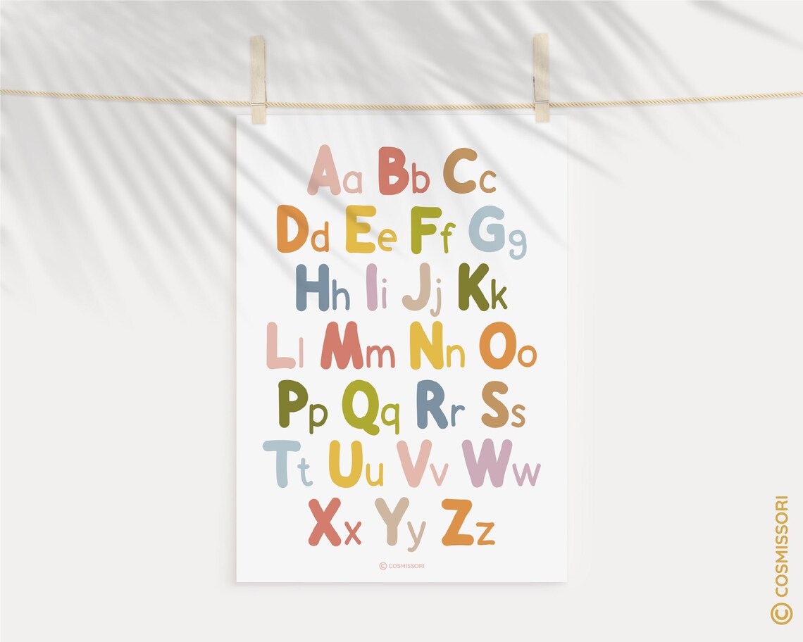 Alphabet ABC Letters Poster Montessori Wall Art Child Toddler Baby ...